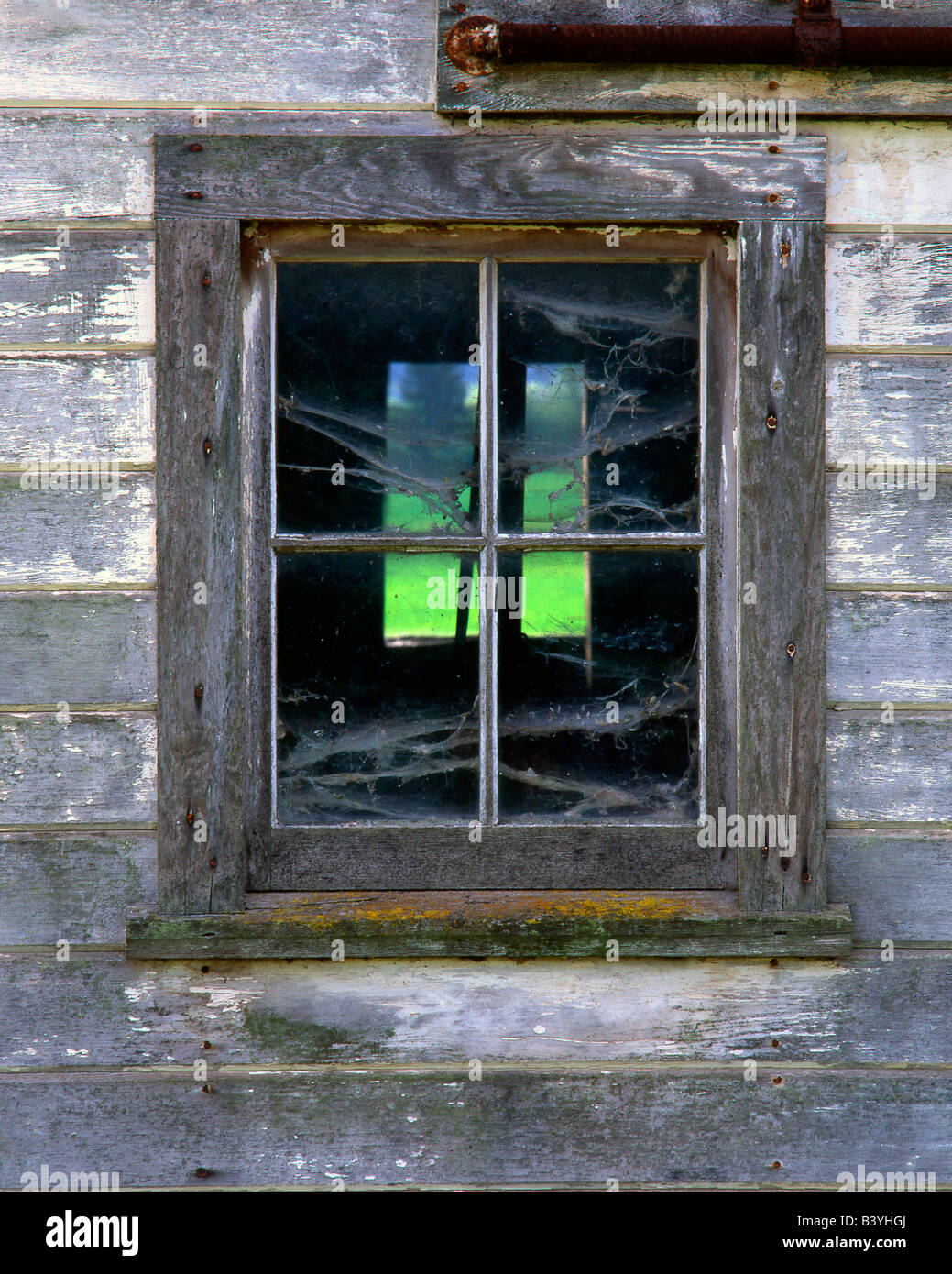 USA, Oregon, Willamette Valley. View through an old barn window Stock ...
