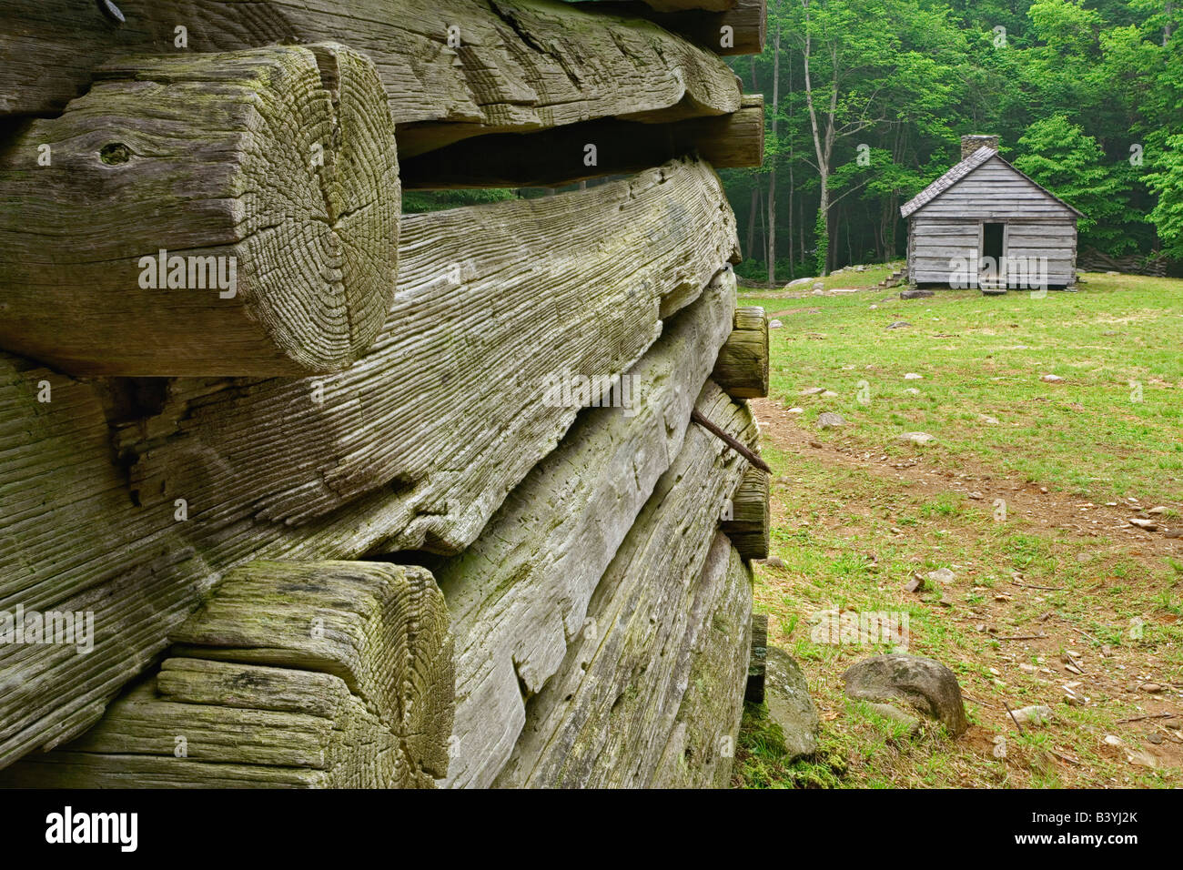 View down side of barn, and Alex Cole Cabin, Jim Bales Place, Roaring ...
