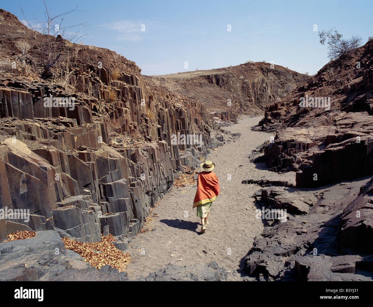 Namibia, Damaraland, Twyfelfontein. A small gorge of unusual 12-foot ...
