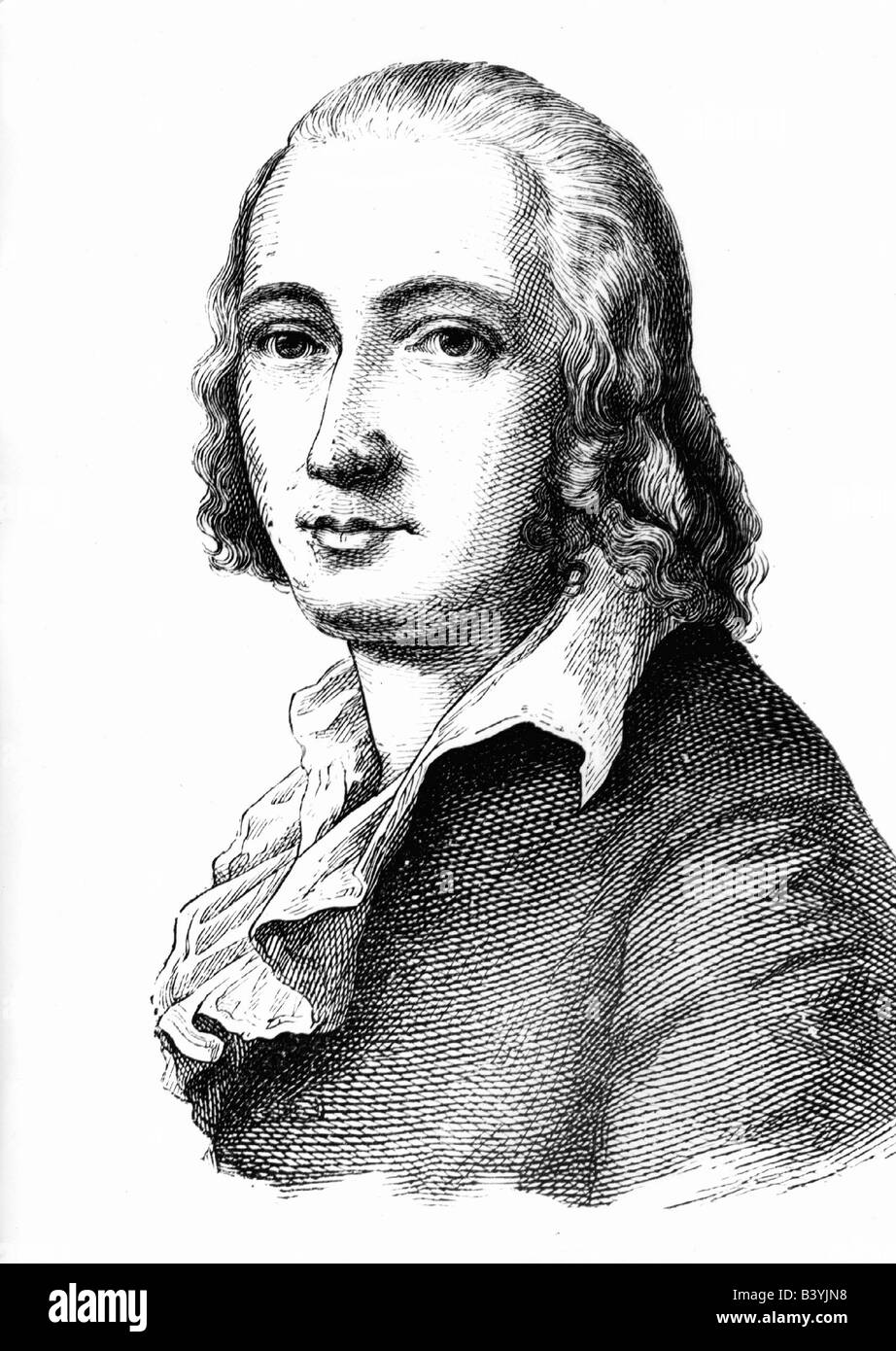 Hölderlin, Friedrich, 20.3.1770 - 7.6.1843, German poet, portrait ...