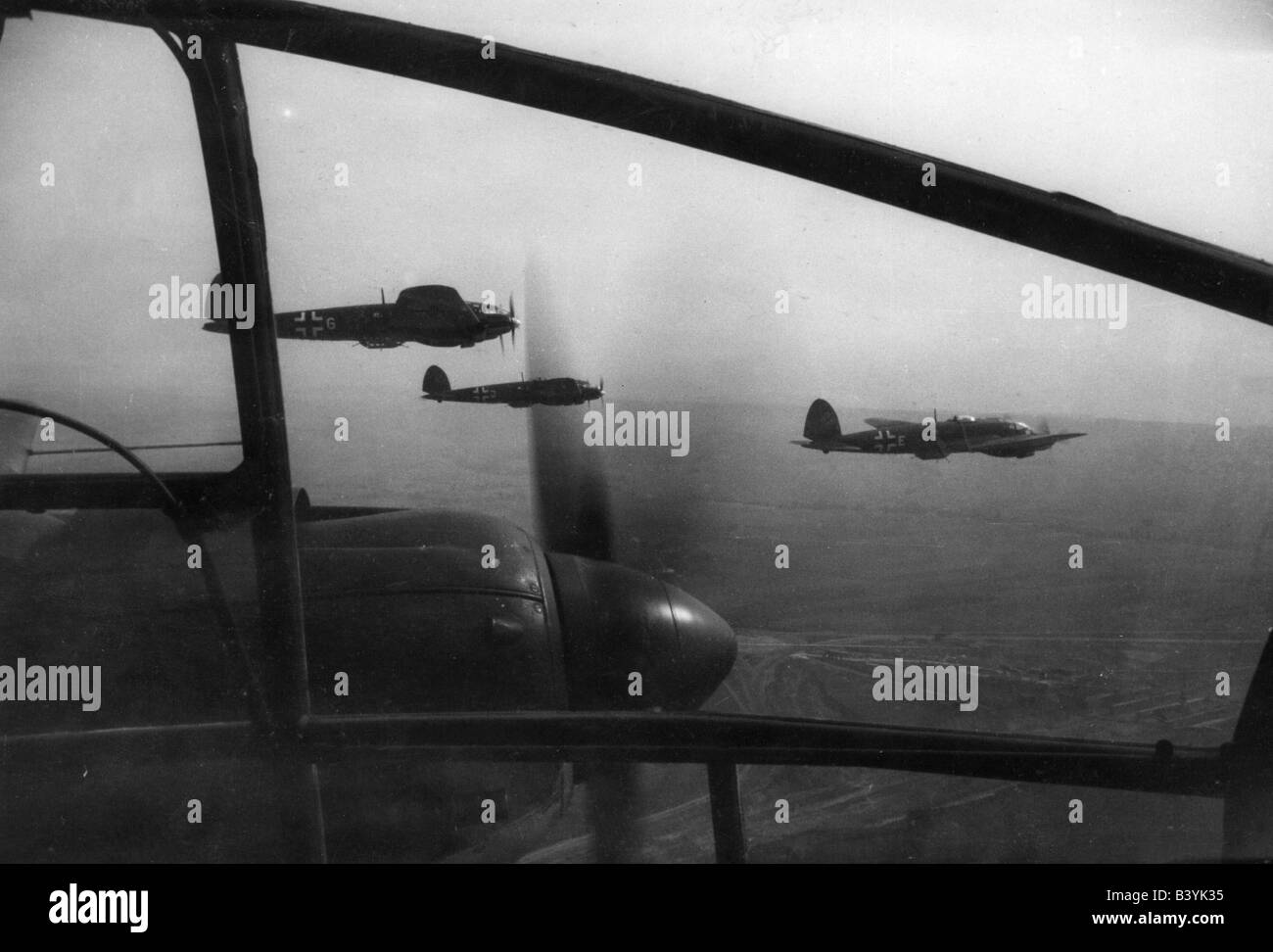German bombers heinkel he 111 on the way to england Black and White ...