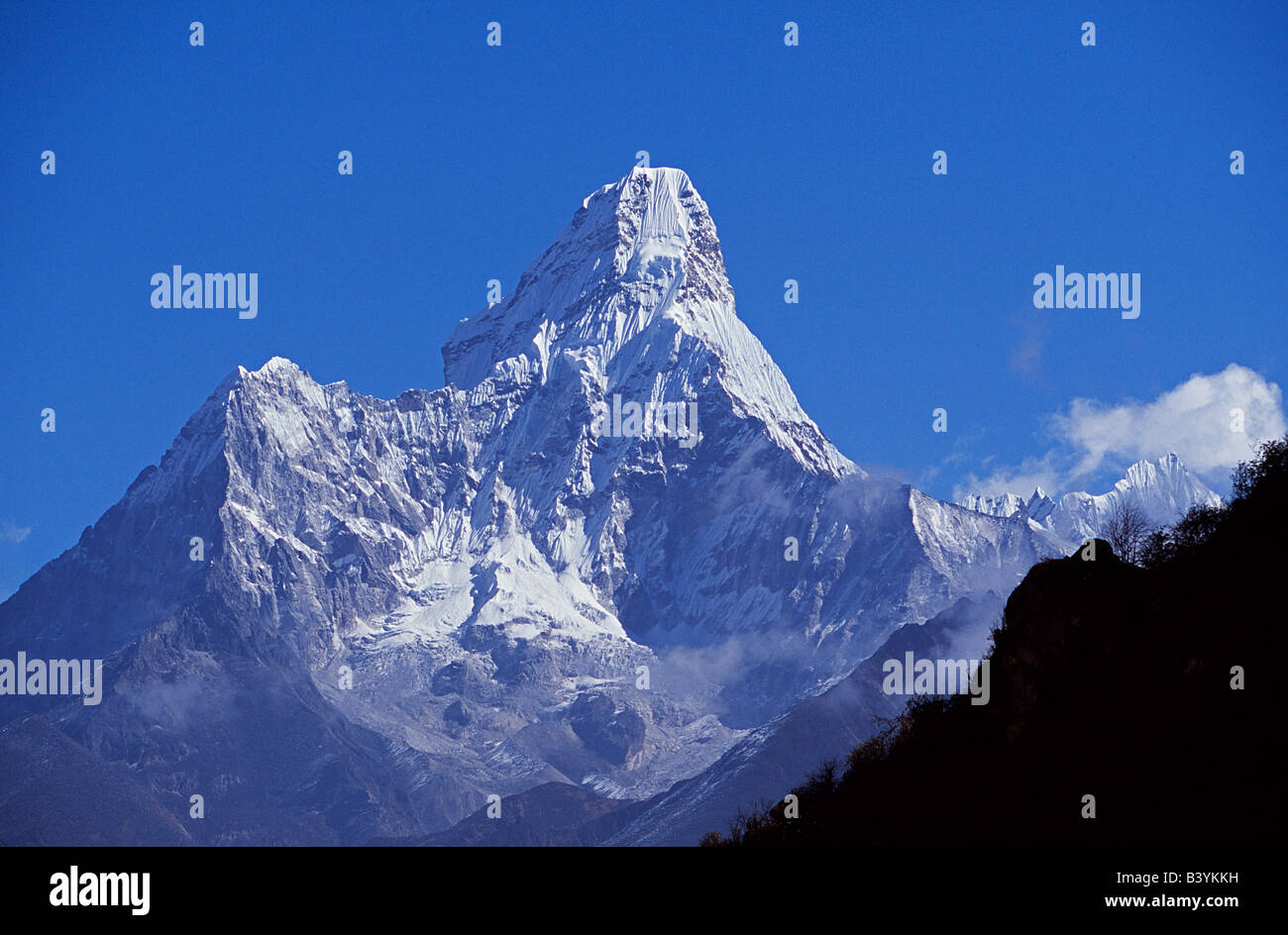 Nepal, Everest Region, Khumbu Valley. West face and summit of , Ama ...