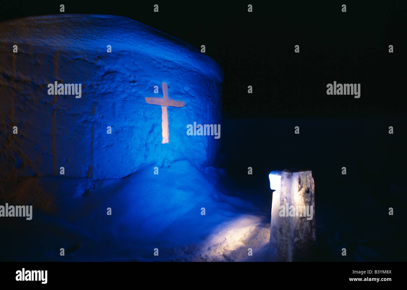 Outside of the Ice Chapel at the Alta Ice Igloo Hotel, Alta, Arctic ...