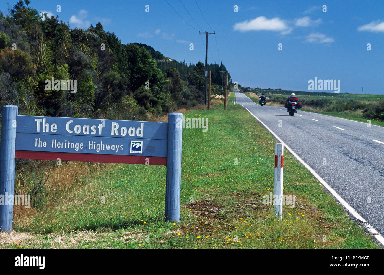 New Zealand, South Island. The coast road sign Stock Photo - Alamy
