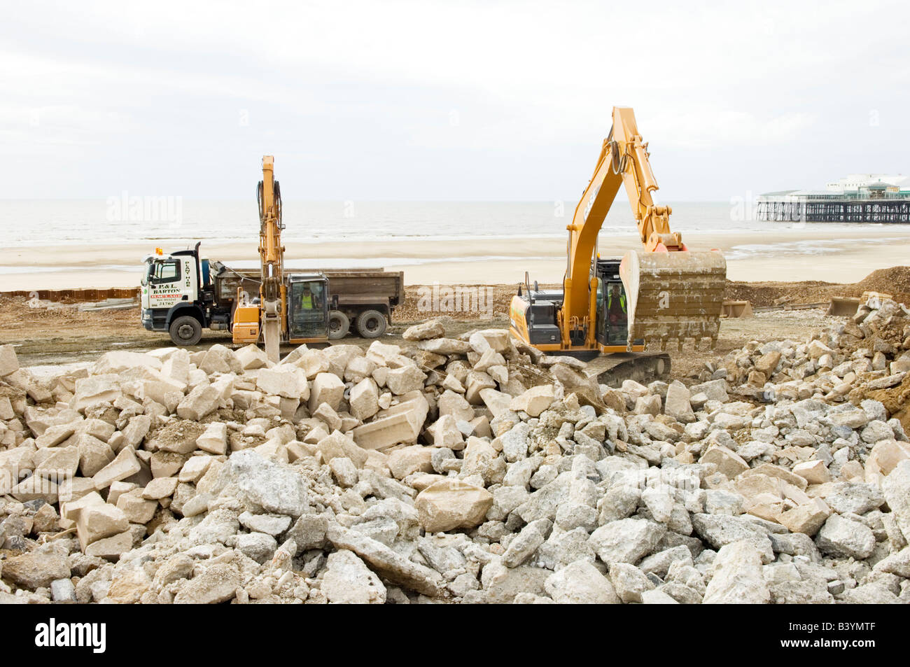 Building sea defences Stock Photo - Alamy