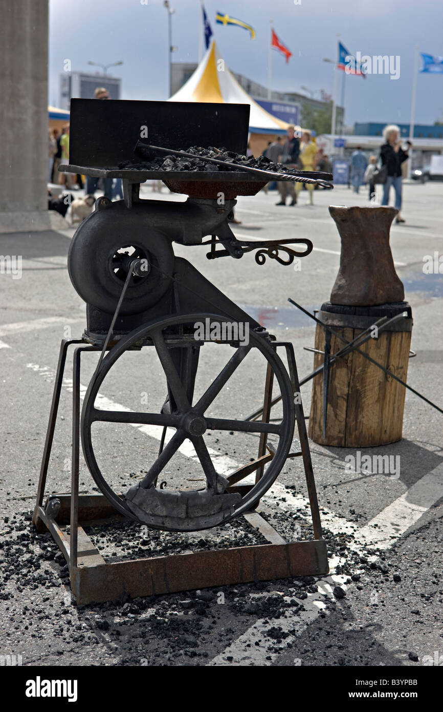 Portable blacksmith oven in a slight rain Stock Photo - Alamy