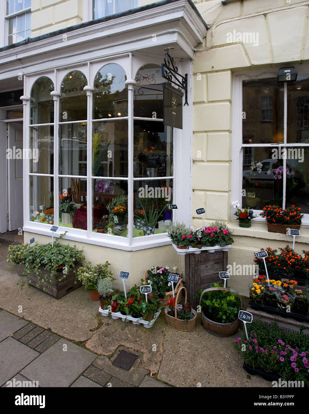 Florist shop in an English village Stock Photo - Alamy