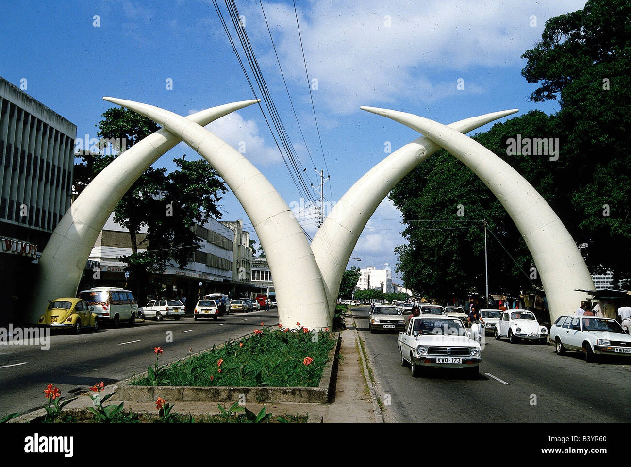 geography / travel, Kenya, Mombasa, elephant teeth as emblems, Africa ...