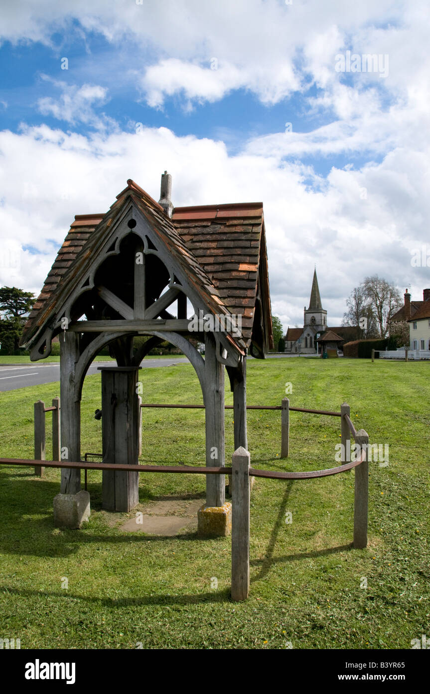 Old fountain in the green, Brockham, Surrey, UK Stock Photo - Alamy