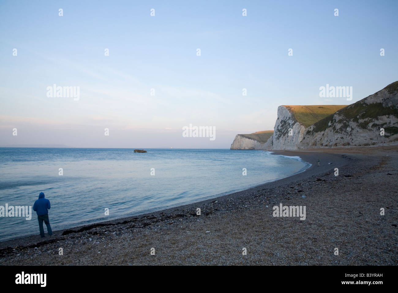 Durdle Door beach near Lulworth cove in the morning Dorset England a ...