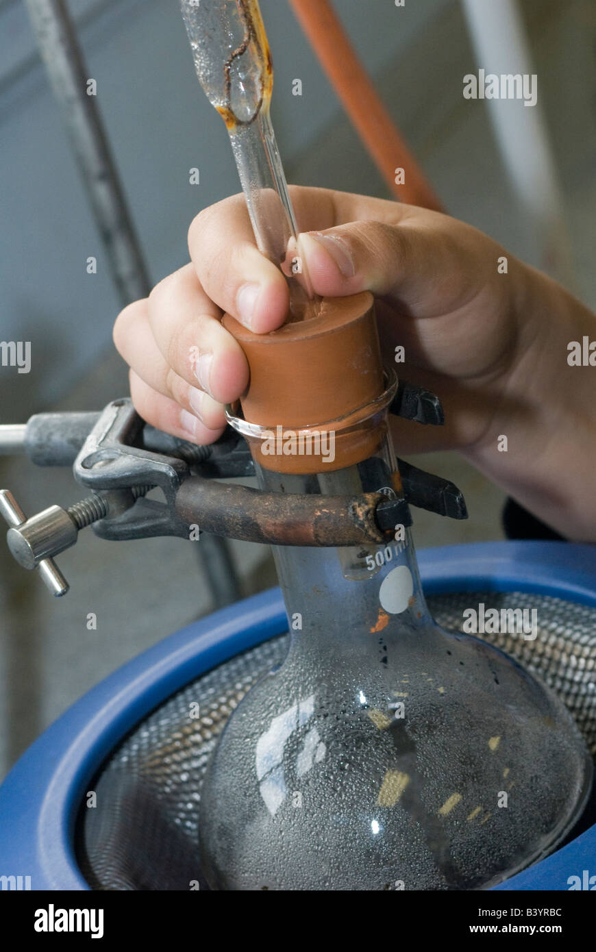 experiment taking place in a school classroom during a science lesson ...