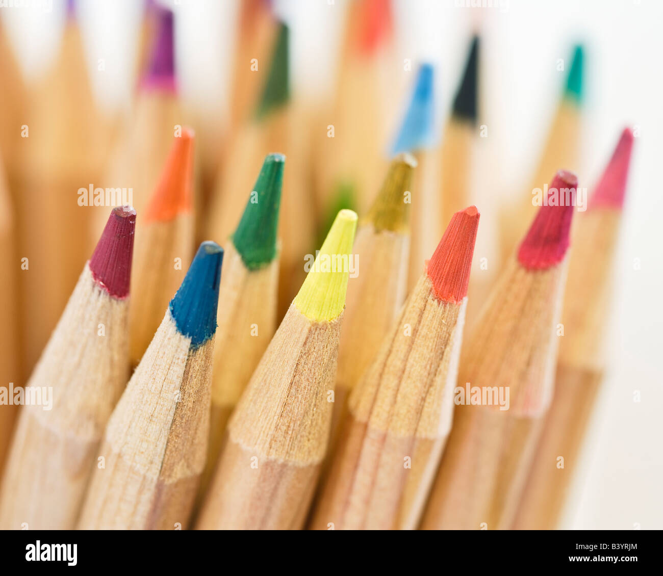 A variety of coloured pencils grouped together Stock Photo - Alamy