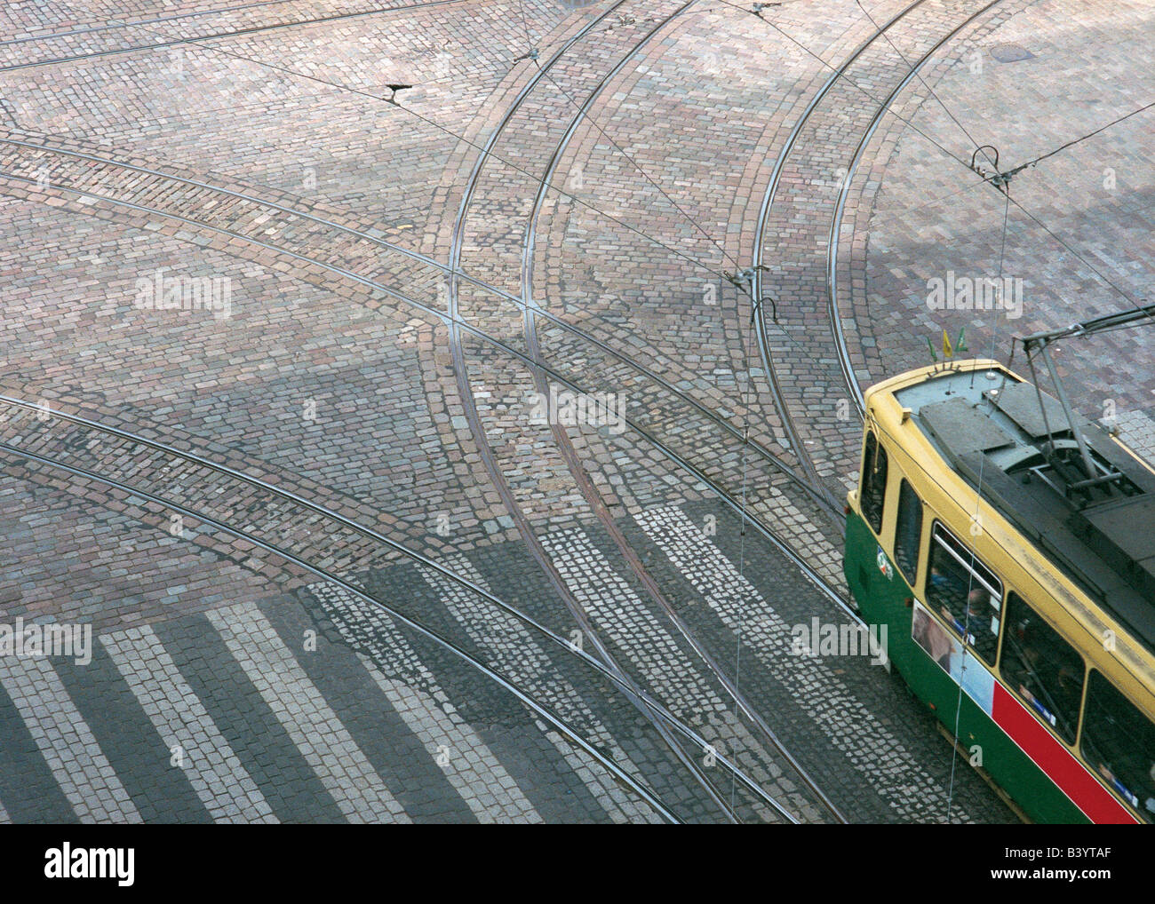 Tram on a railroad track Stock Photo - Alamy