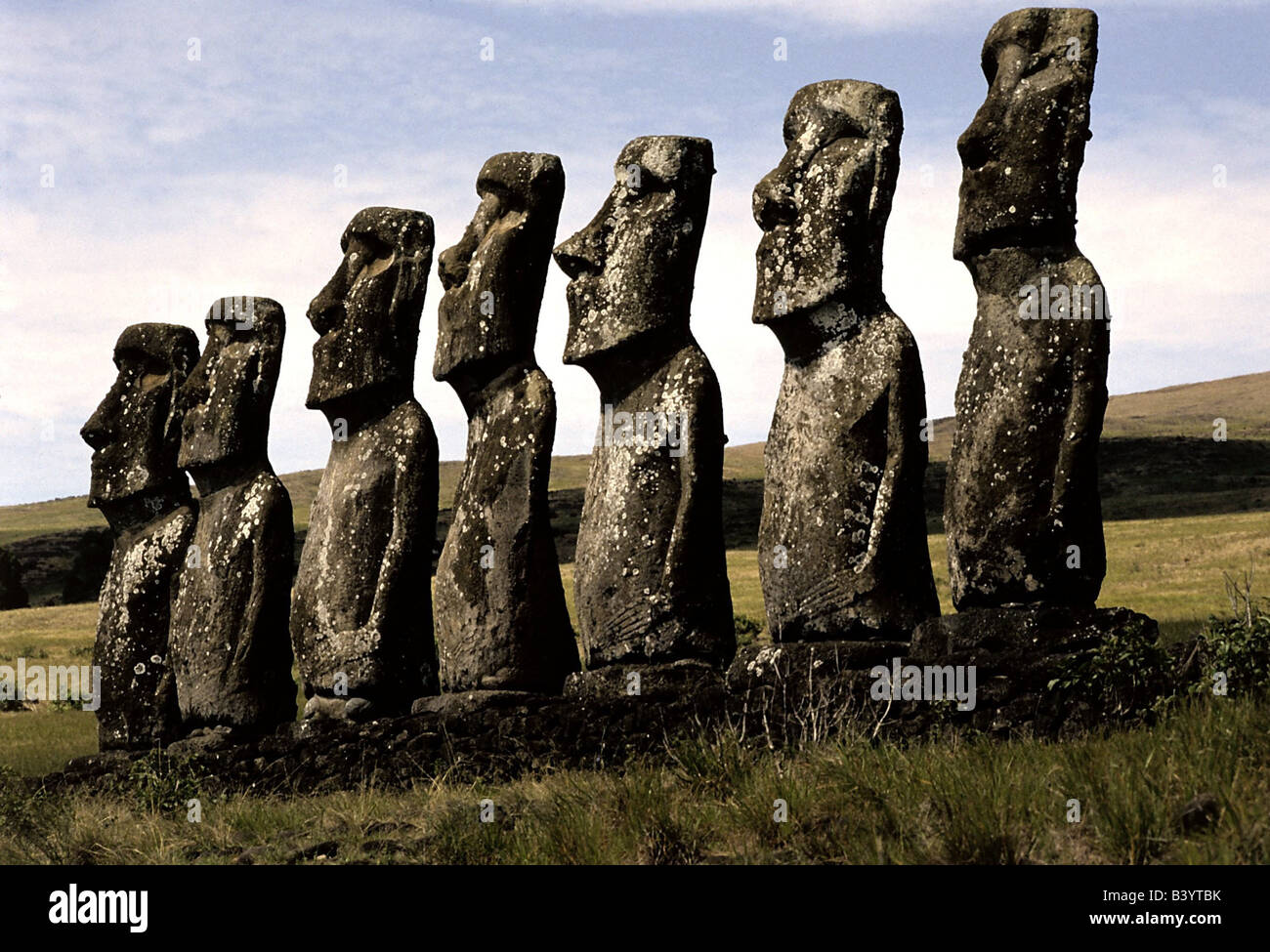 geography / travel, Chile, Easter Island, Ahu Akiri, Moai, stone ...