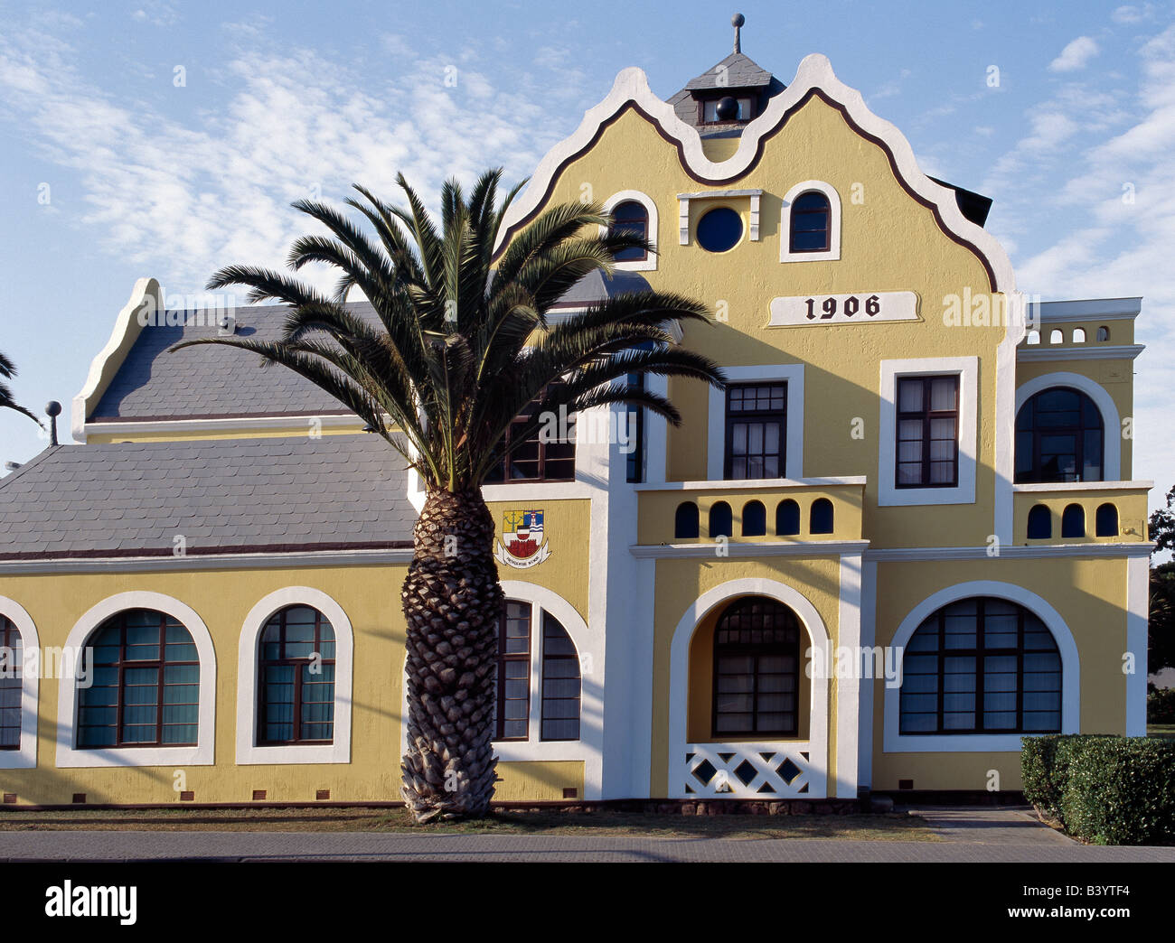 Namibia, Central Namib Desert, Swakopmund. The architecture of the ...