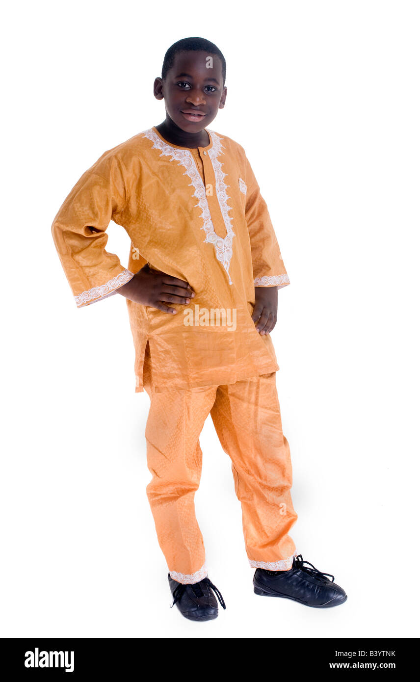 A young black boy wears his native clothes Stock Photo - Alamy