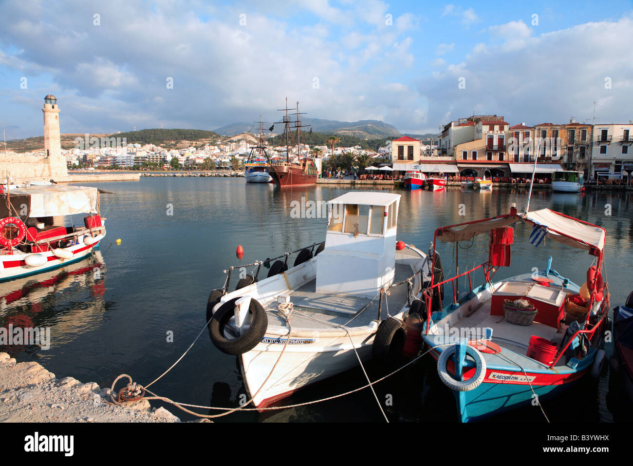 The Venetian harbour at Rethymnon, Crete, shortly before sunset Stock ...