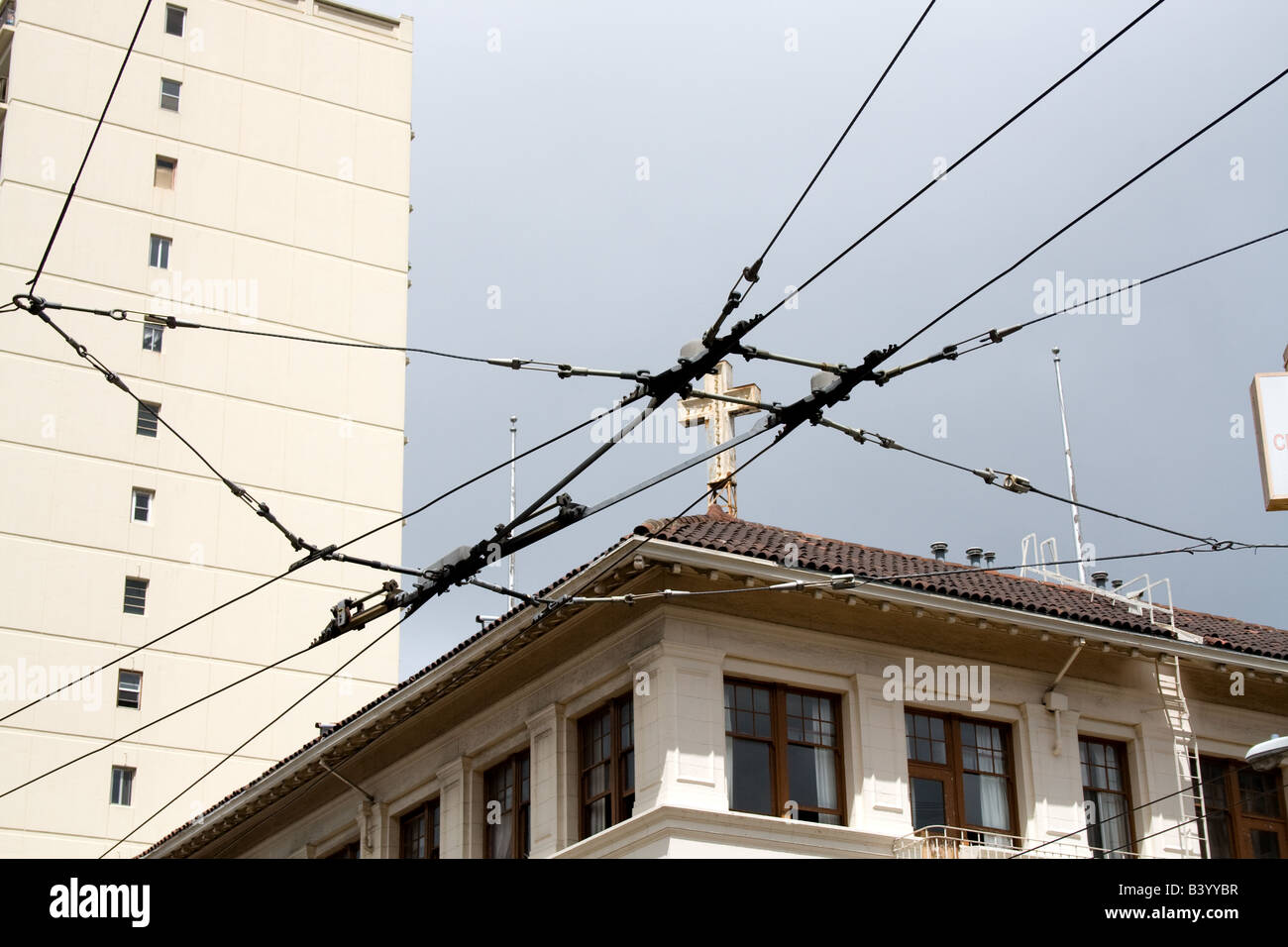 Junction of cable car lines Stock Photo - Alamy