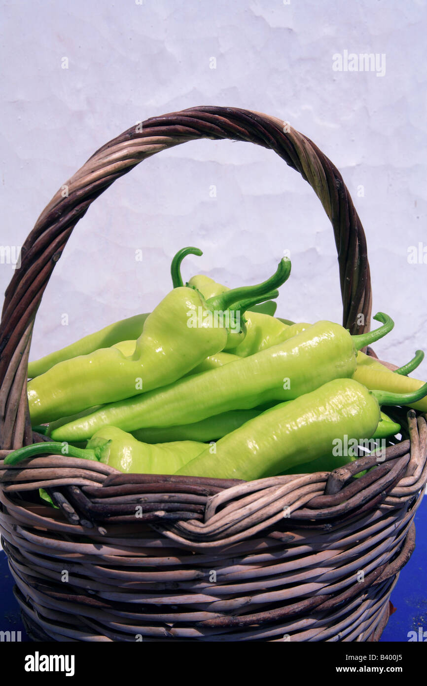 GREECE A BASKET OF GREEN PEPPERS Stock Photo - Alamy