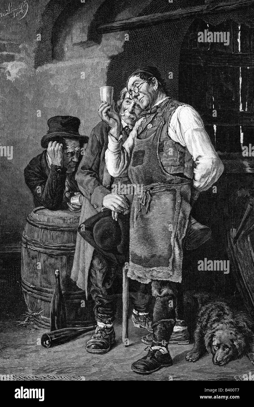 alcohol, wine, wine tasting, "Of the Best", wood engraving after ...