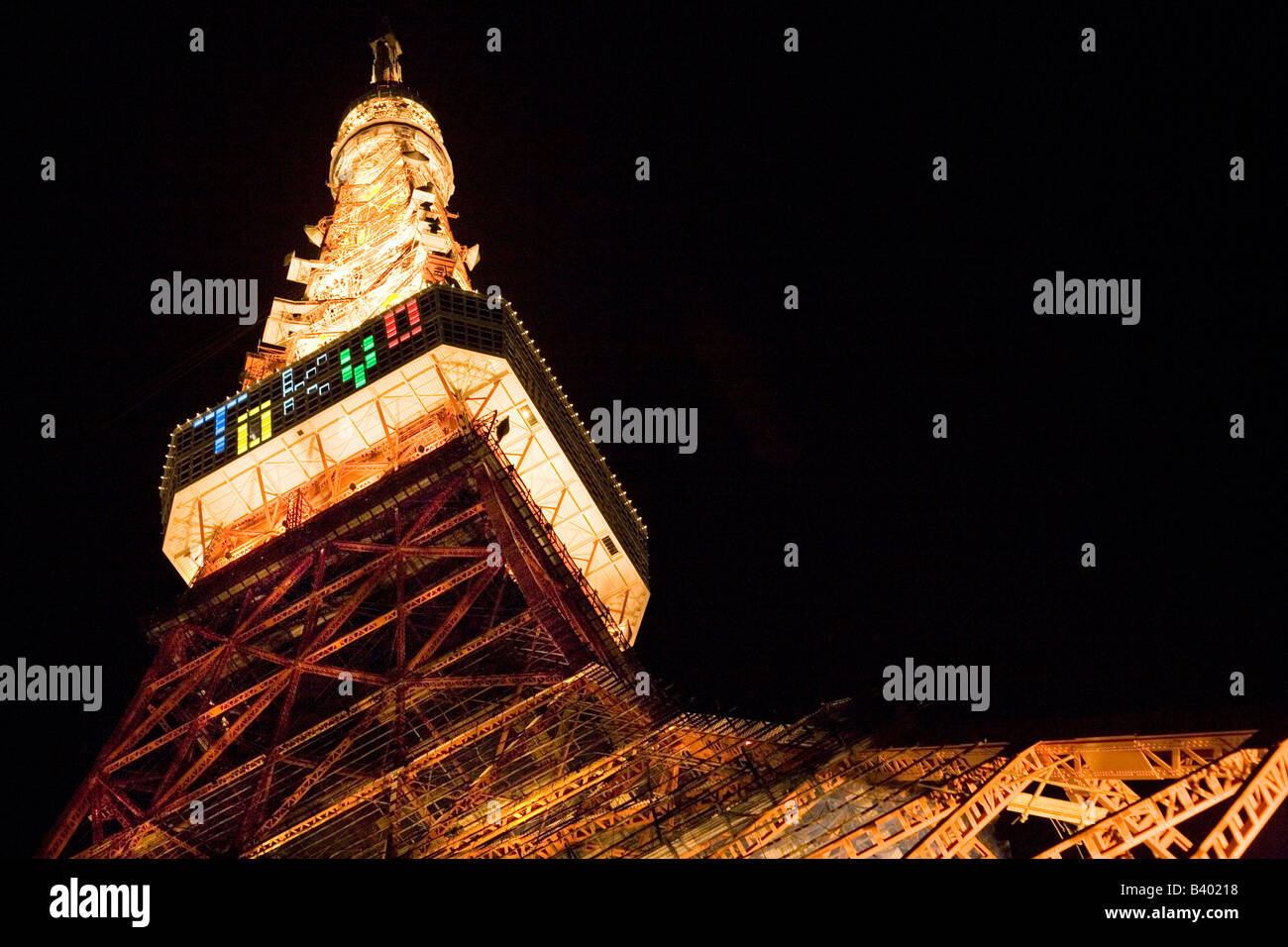 Tokyo tower in Japan, lit up at night with Tokyo neon sign Stock Photo ...