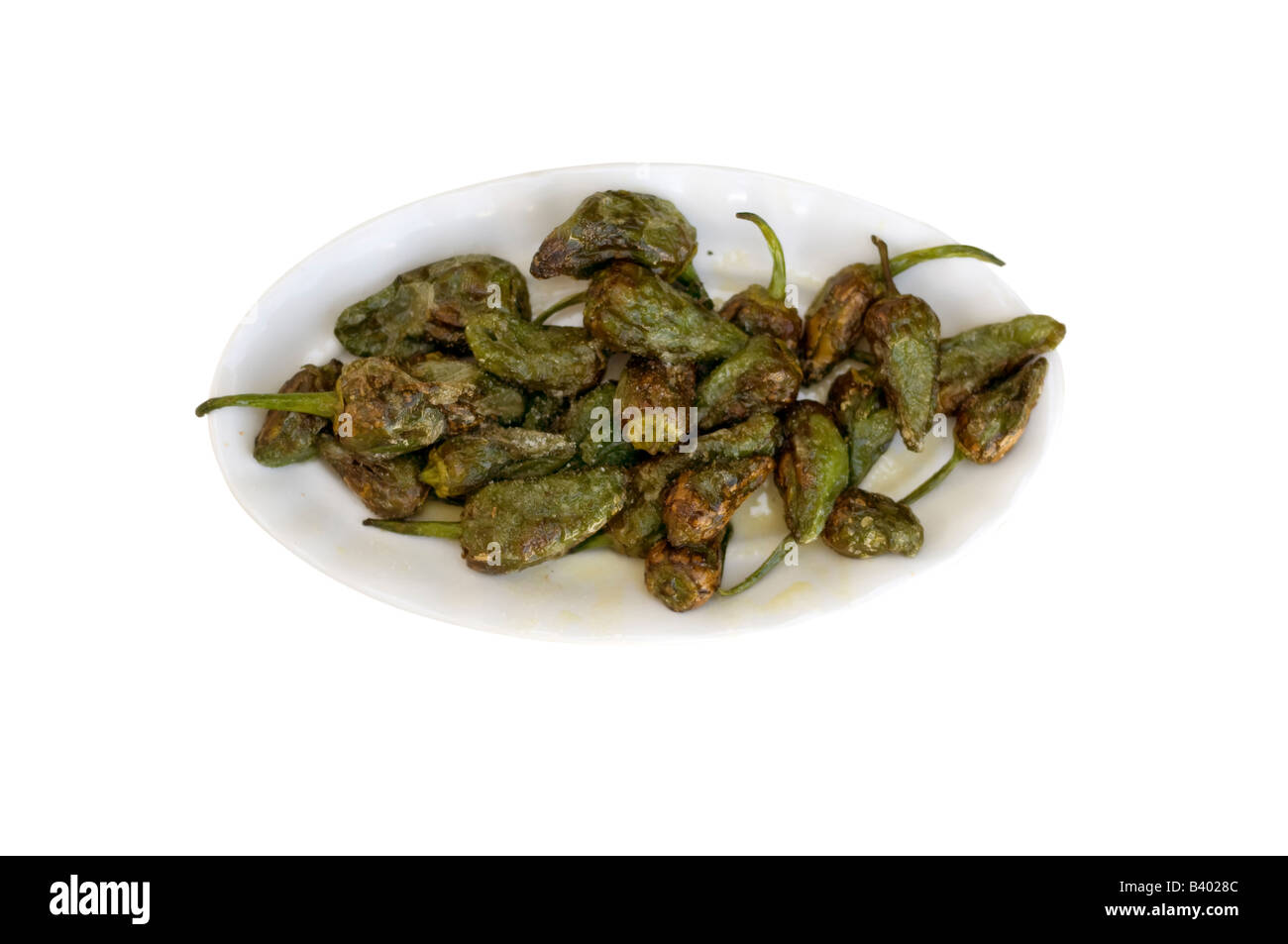a small tray of fried green peppers Stock Photo - Alamy