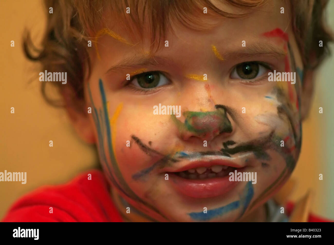 closeup face of a boy with painted face Stock Photo - Alamy