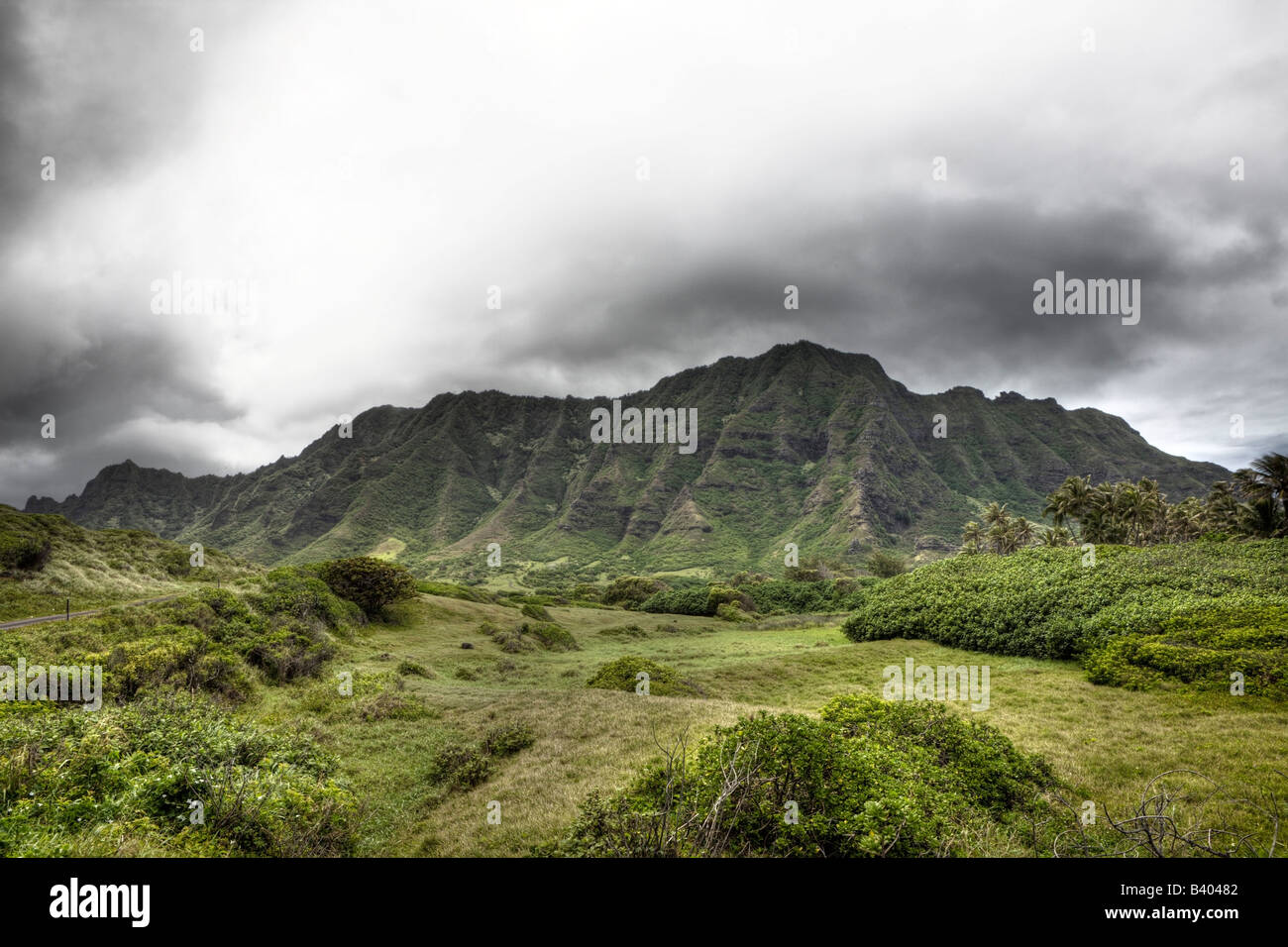 Koolau Range near Kualoa Ranch Oahu Pacific Ocean Hawaii USA Stock ...