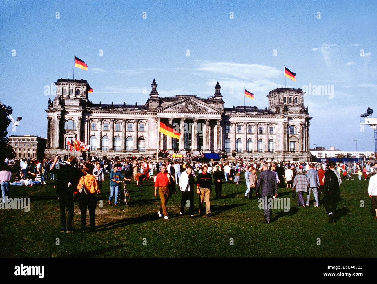 Germany, German reunification, celebration outside of the Reichstag ...