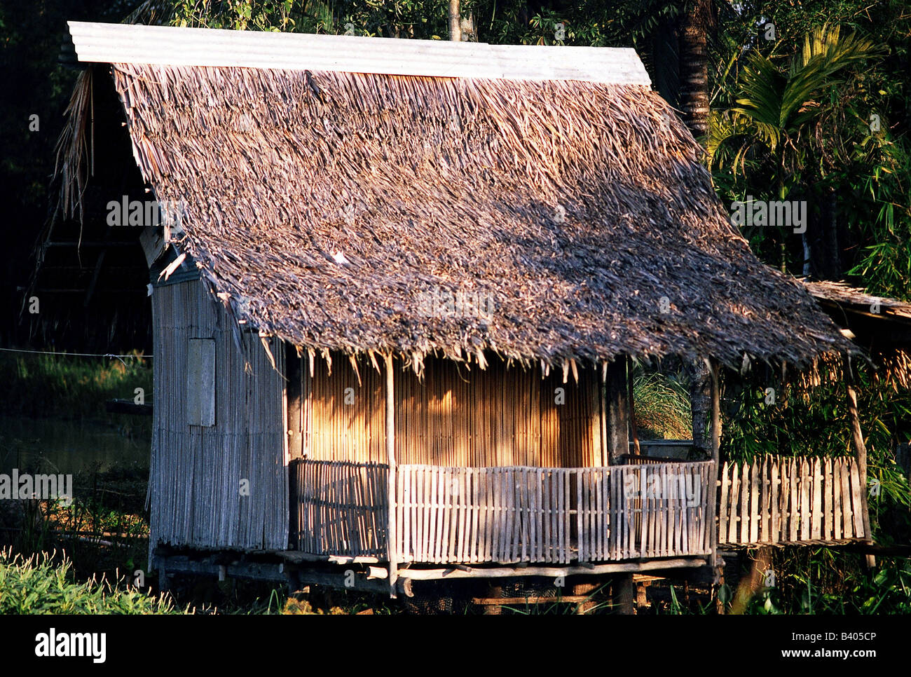 geography / travel, Thailand, simple straw hut, exterior view Stock ...