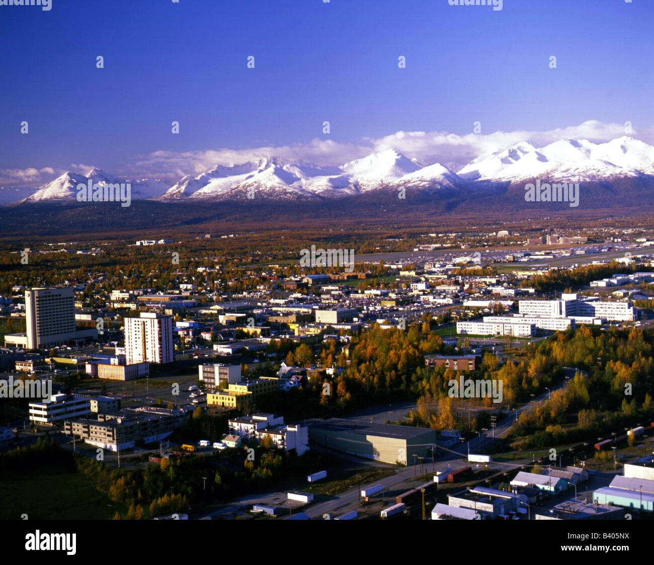 geography / travel, USA, Alaska, Anchorage, town, overview, Chugach ...