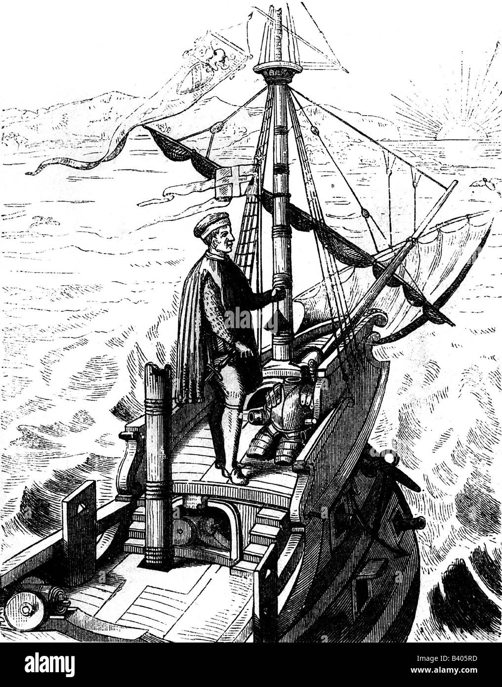 Columbus, Christopher, 1451 - 20.5.1506, Italian explorer, scene, with ...