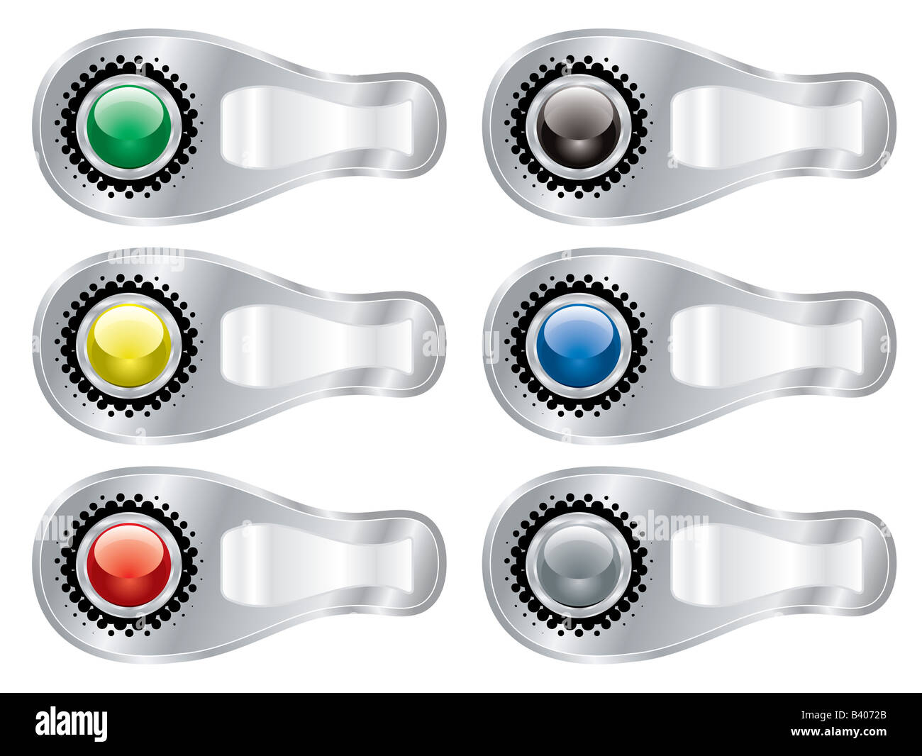 six metal tags with room to add your own text with button Stock Photo ...