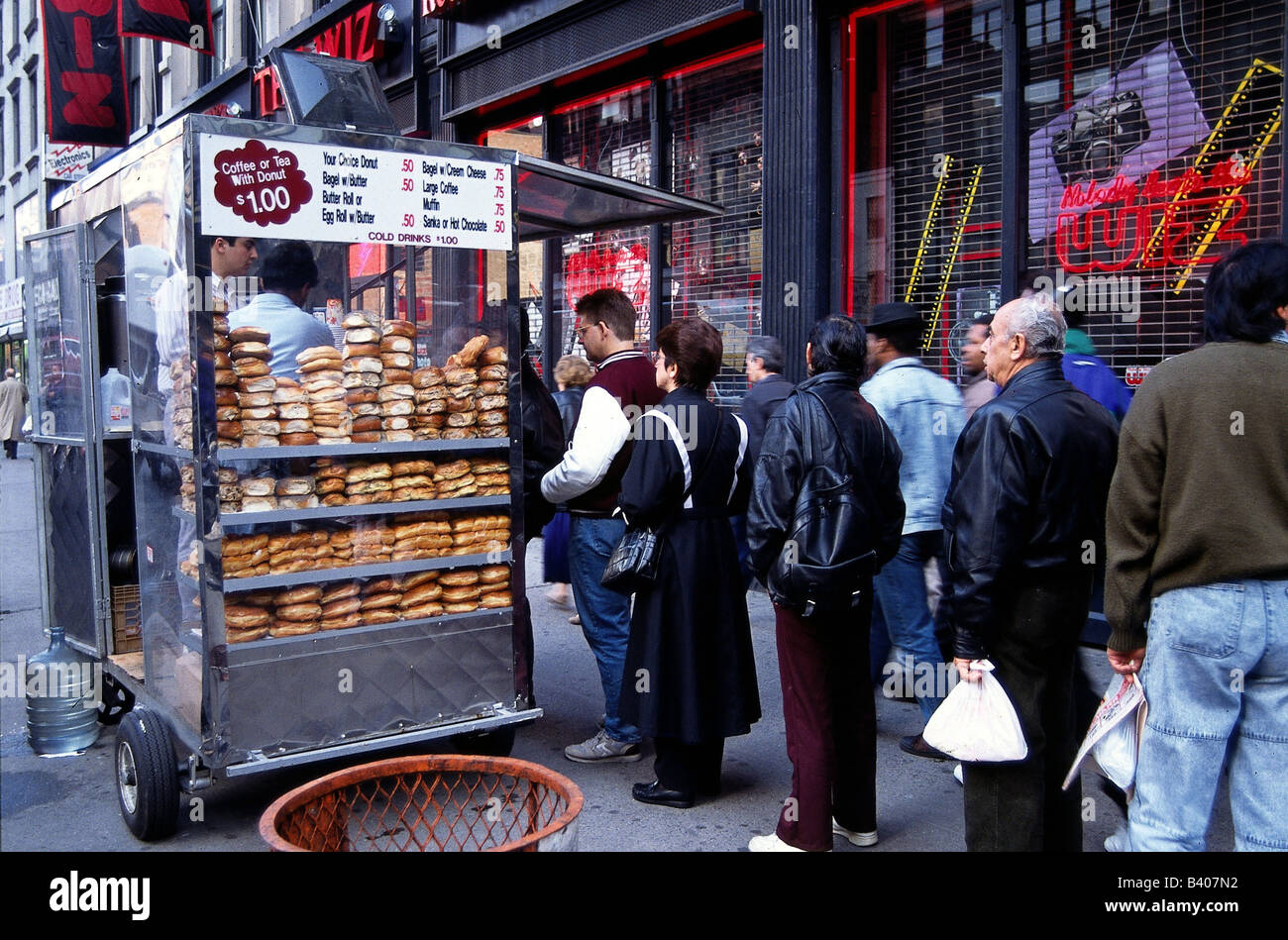 geography / travel, USA, New York, people, snack, breakfast, bagel ...