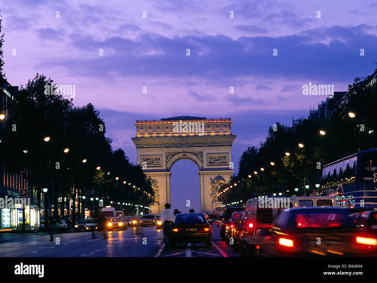 Geography Travel France Paris Champs Elysees Look Towards Arc De