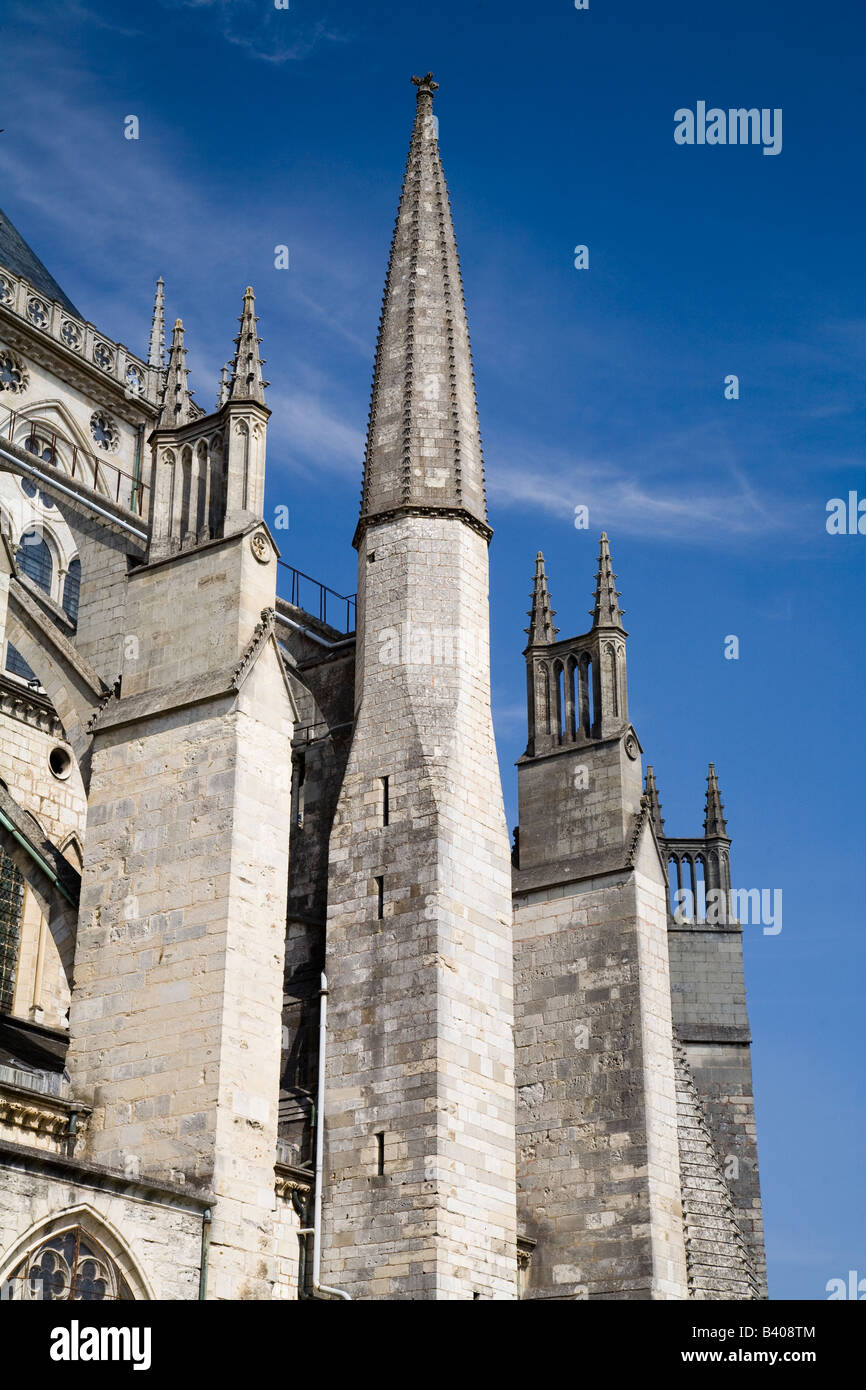 Gothic buttresses on the south side of Cathedrale St-Etienne, Bourges ...