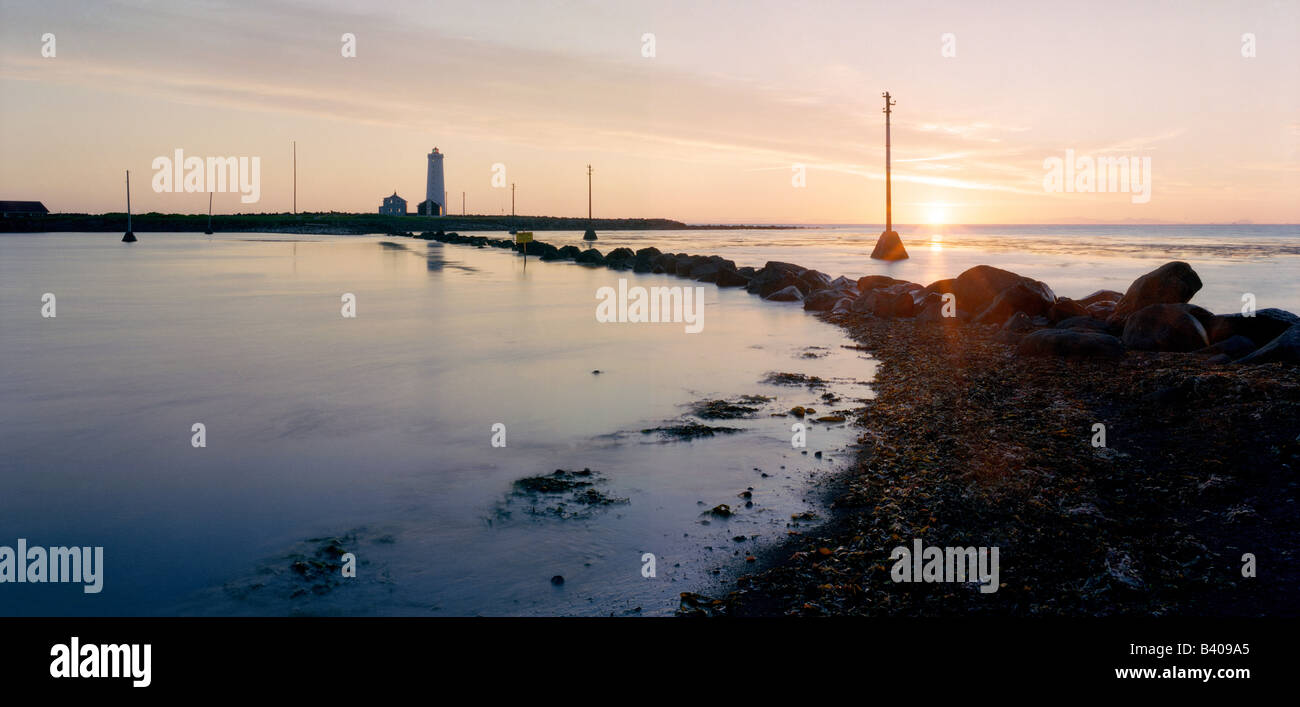 Lighthouse at the coast, Grotta by Seltjarnarnes town, Reykjavik ...