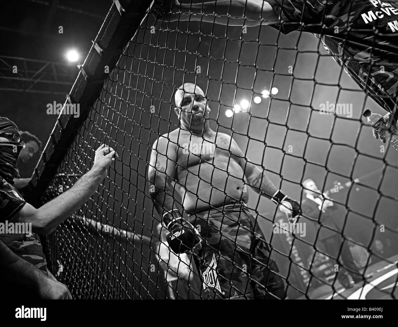 Cage fighter in the octagon (cage Stock Photo - Alamy