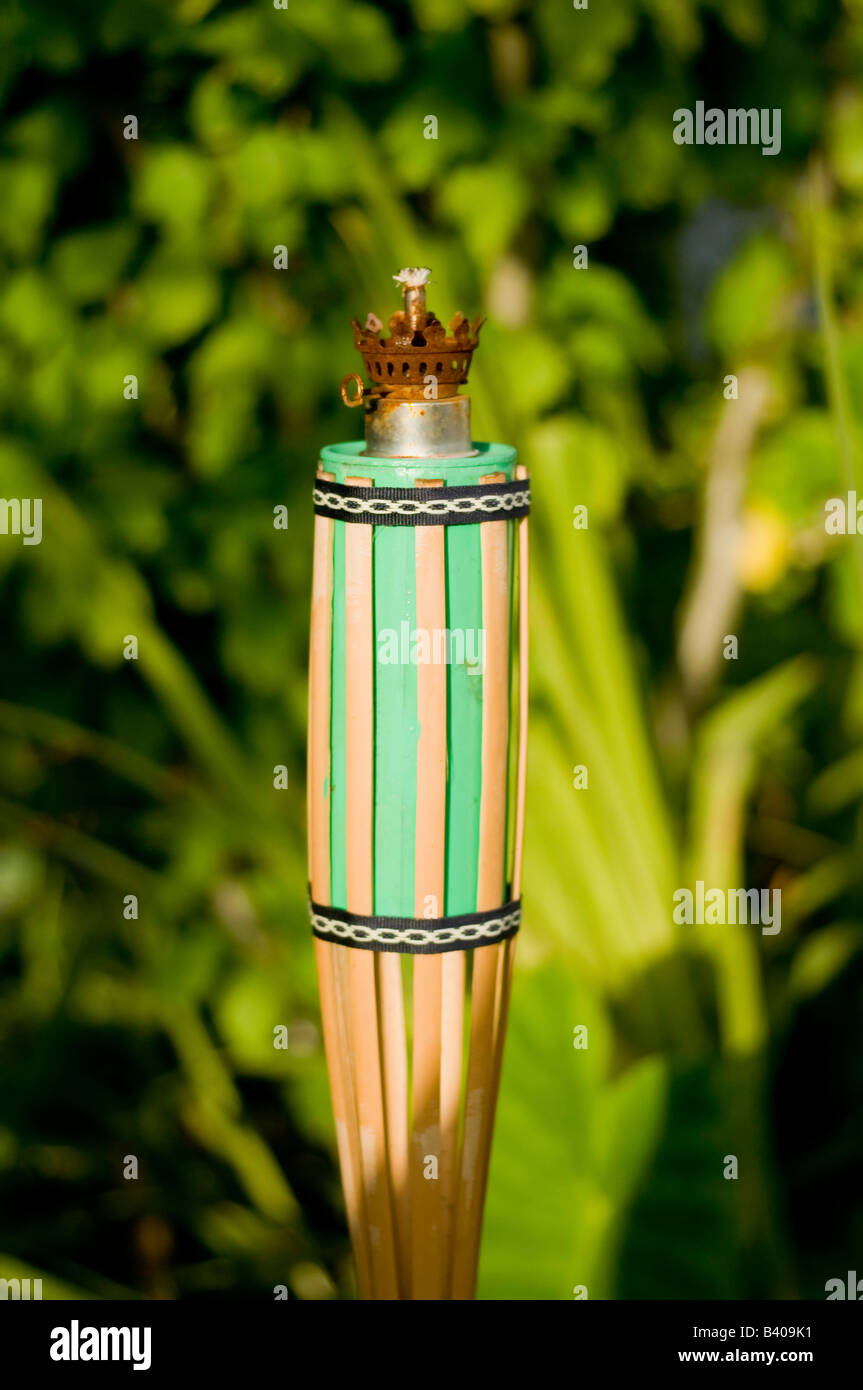 old and grunge bamboo outdoor garden torch Stock Photo - Alamy