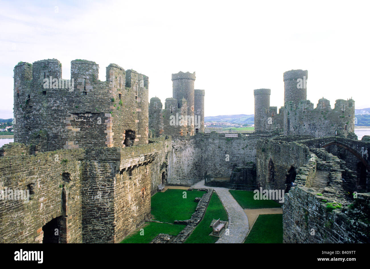 Conway Castle Conwy Wales Medieval architecture stone walls towers ...