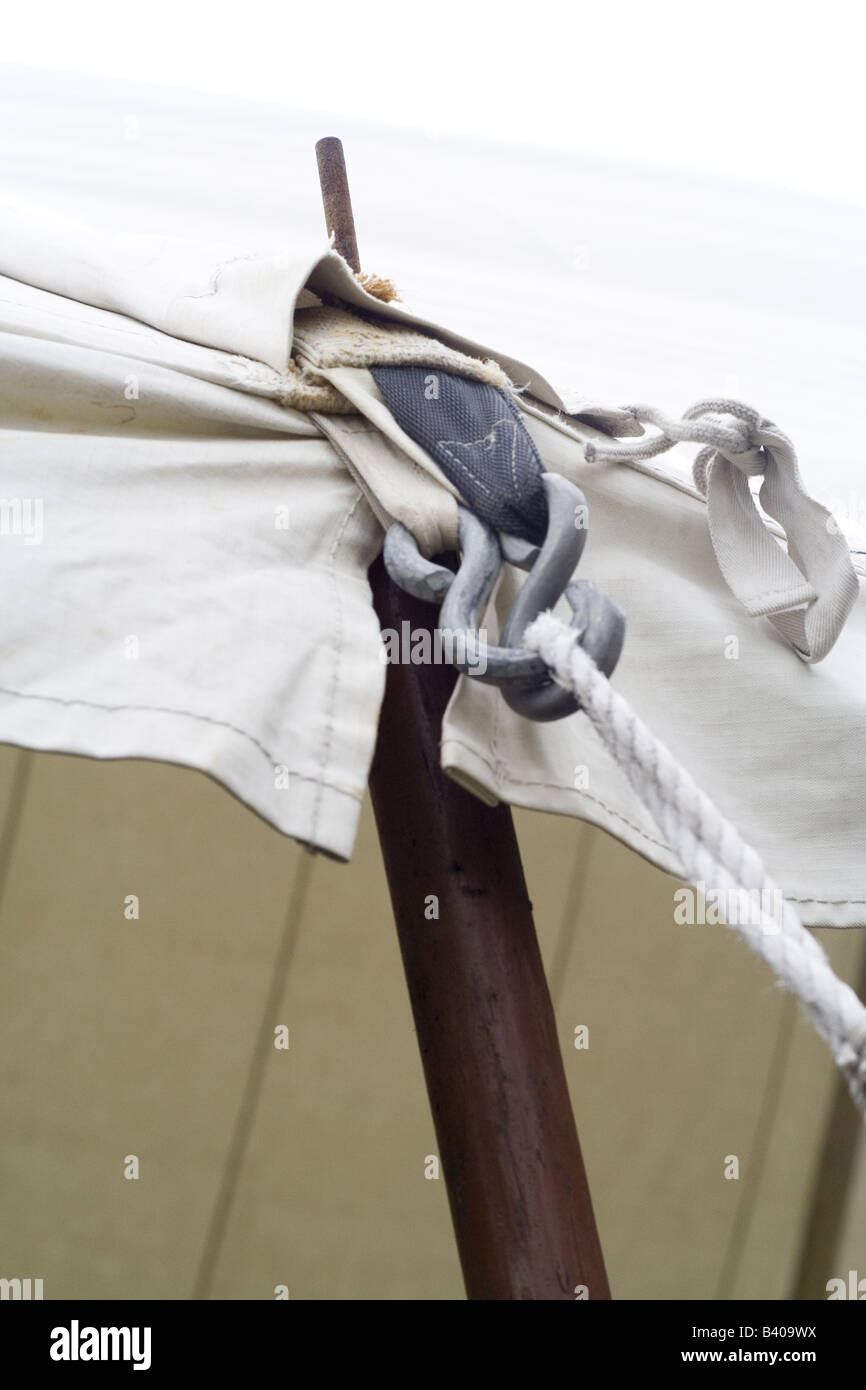 Detail of a marquee pole and guy rope Stock Photo - Alamy
