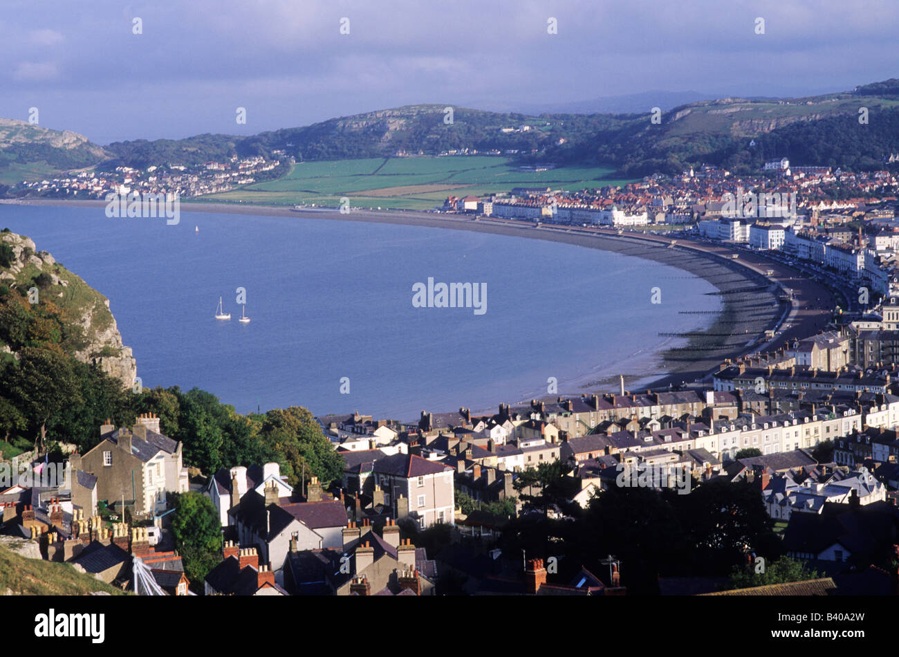 Llandudno Wales from The Great Orme coast coastal Welsh scenery town ...