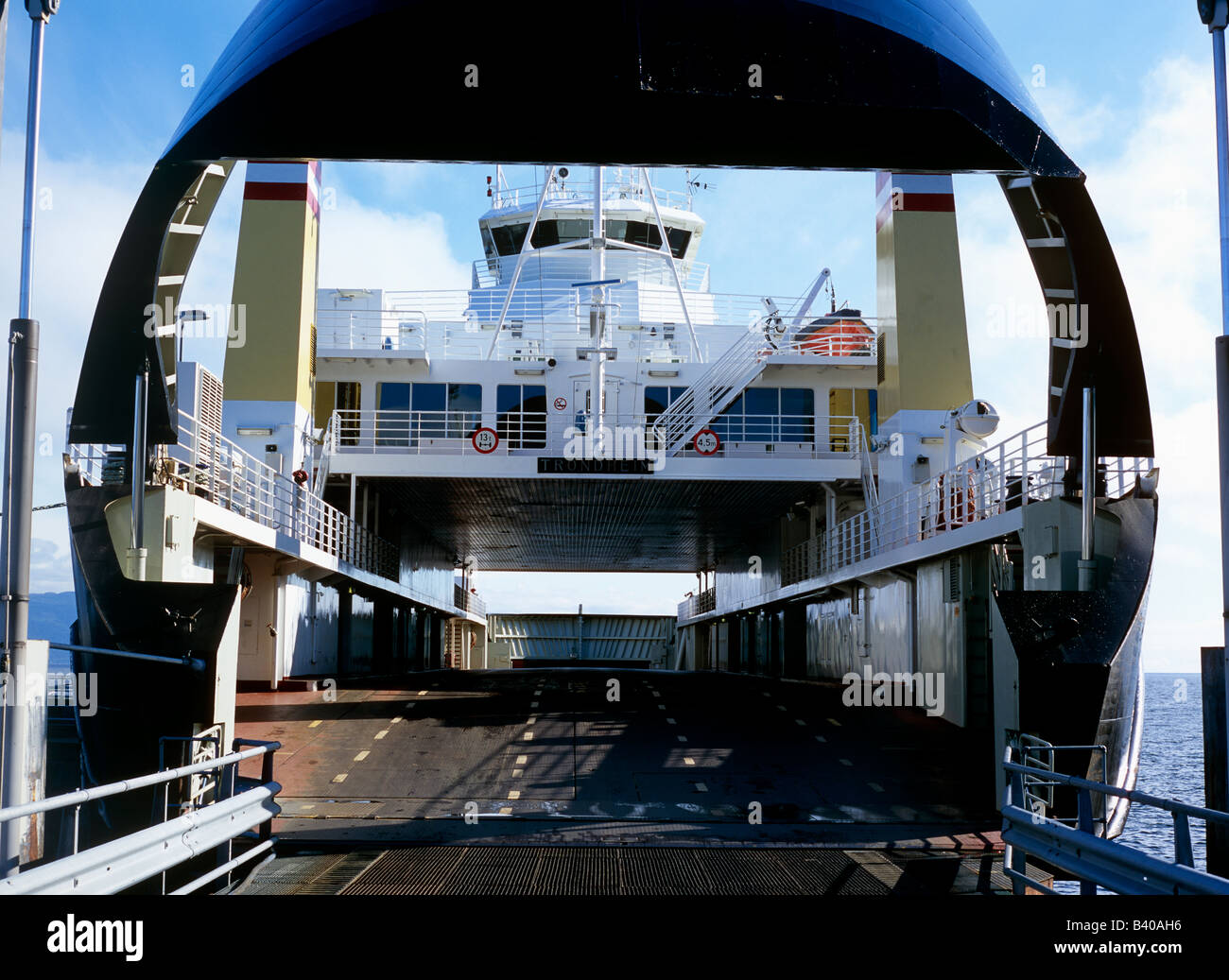 Norway, a ferry in the harbour of Flakk Stock Photo - Alamy