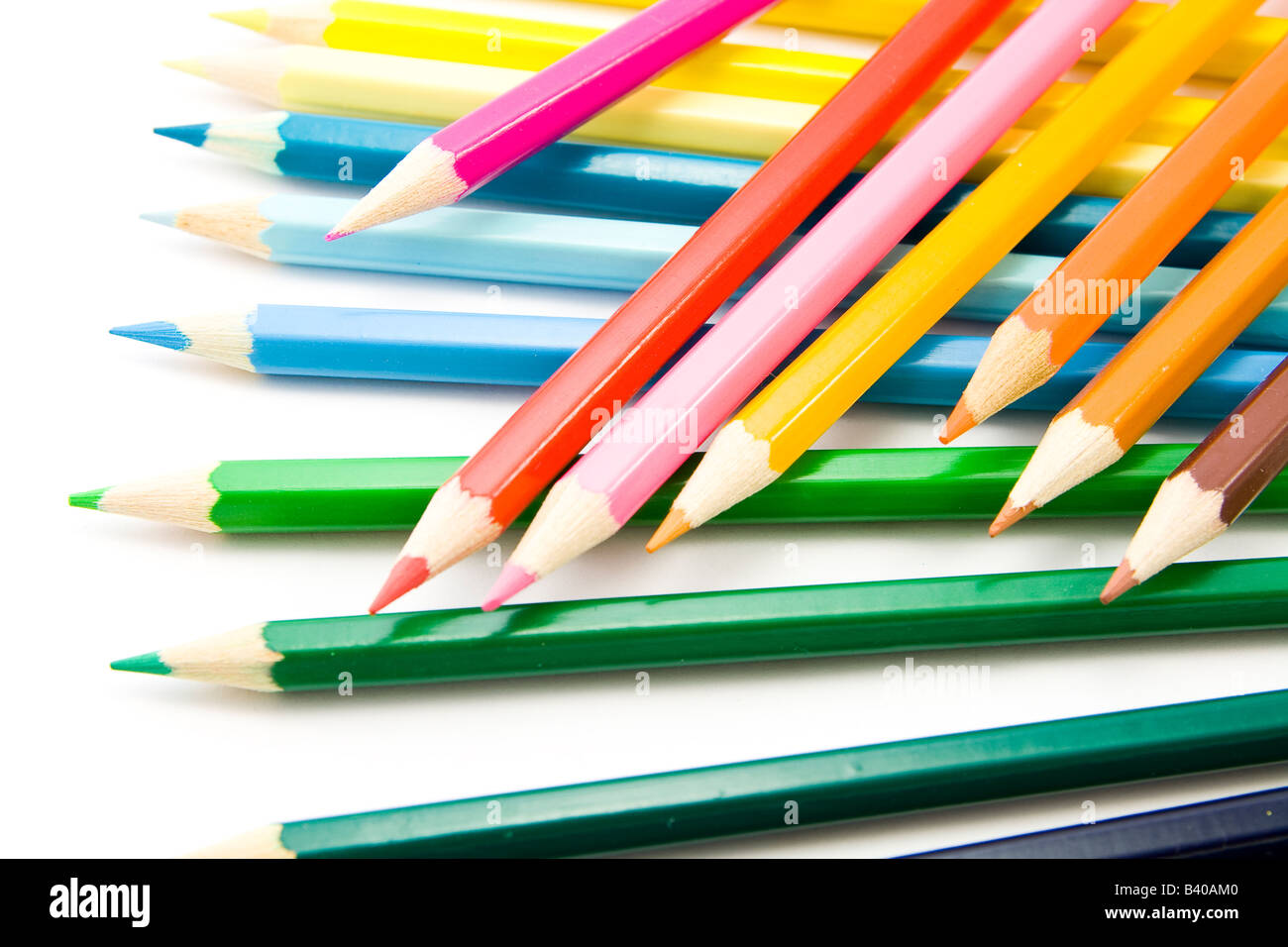 Blue pencils on color Cut Out Stock Images & Pictures - Alamy