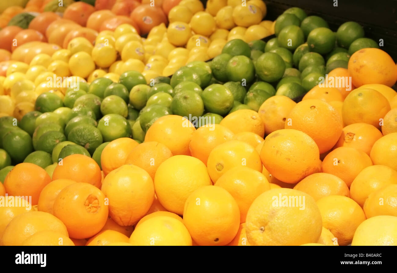 Asorted citrus fruits in supermarket Stock Photo - Alamy