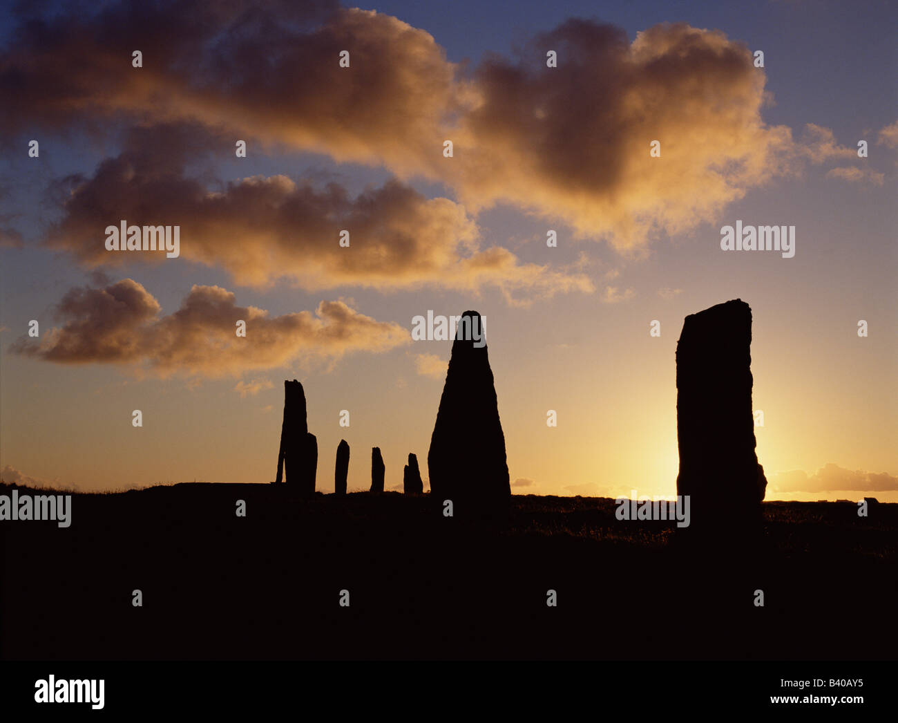 dh RING OF BRODGAR ORKNEY Midsummer sunset neolithic standing stones ...
