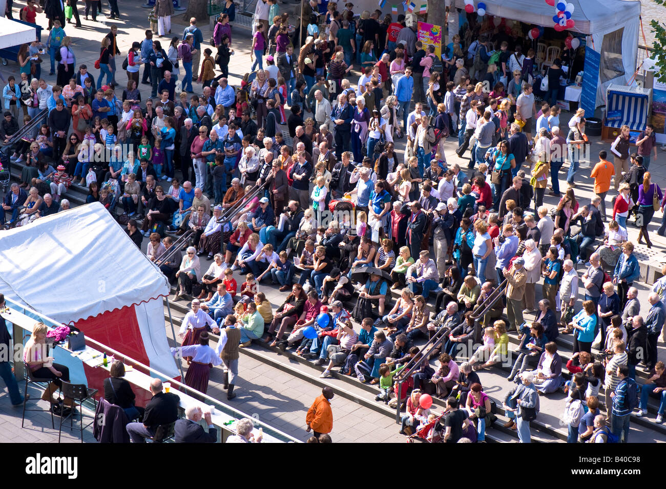 Crowds of people watching performance during Thames Festival London ...