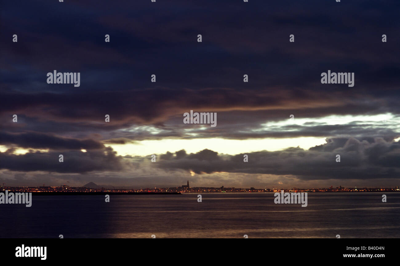 Storm clouds over the city of Reykjavik, Iceland Stock Photo - Alamy