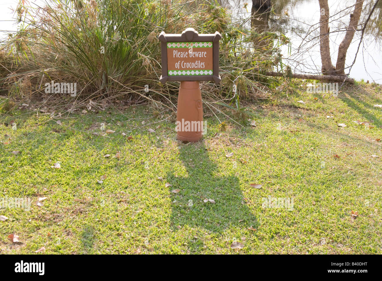 Please beware of crocodiles sign Zambia Africa Stock Photo - Alamy