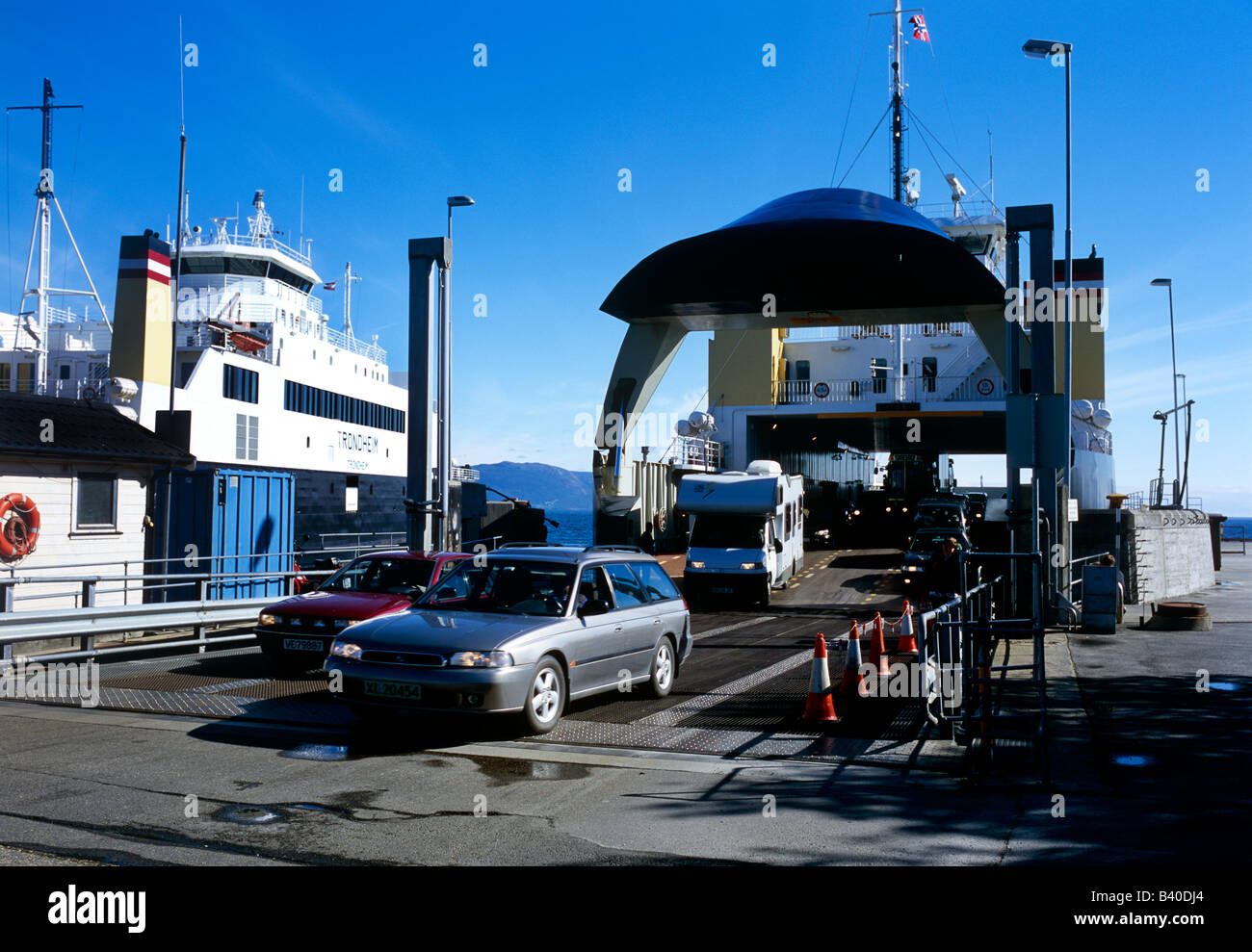 Norway, a ferry in the harbour of Flakk Stock Photo - Alamy